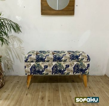 TROPICAL BLUE Bench Sofaku – Puff Storage Buka Tutup 100 x 40 cm | Sofaku