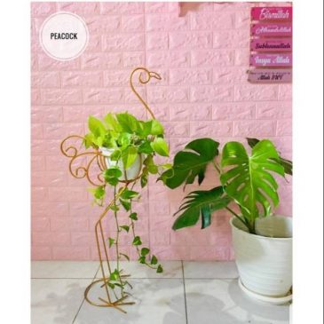 Peacock Standing Planter Rak Pot Besi Ayam Unik – Standing Flower | Sofaku