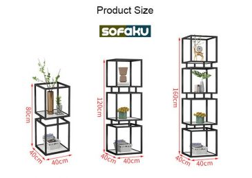 Rak Etalase Marble C-0112 – Rak Pajangan Cubic Tingkat Showcase Gold | Sofaku