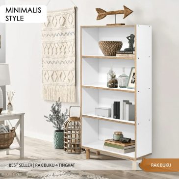 OFFO Rak Buku Tingkat – Rak Susun 4 Tingkat Kayu Serbaguna Minimalis ...