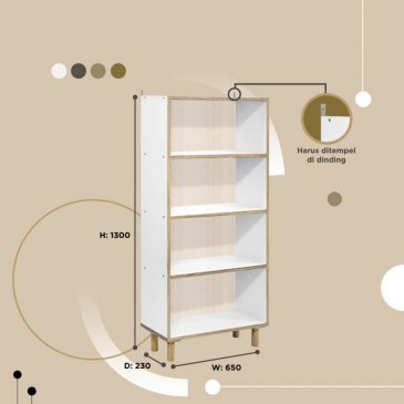 OFFO Rak Buku Tingkat – Rak Susun 4 Tingkat Kayu Serbaguna Minimalis ...