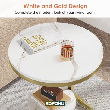 COFFEE Table K-0809 – Meja Kopi Kecil 2 Tier Top Marmer Putih – Coffee ...